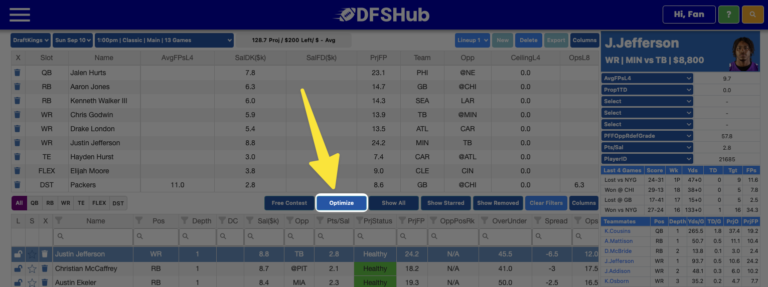 NFL DFS Optimizer - DFS Hub